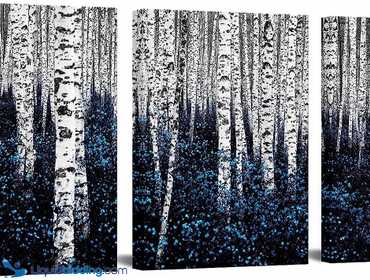 LiquidBidding | Blue Gray Decor Birch Tree Framed...