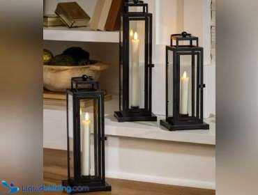 LiquidBidding | Evergreen Tower Lantern, LED Tapered...