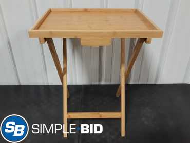 SimpleBid Inc. | Folding Bamboo Snack Table with Lip