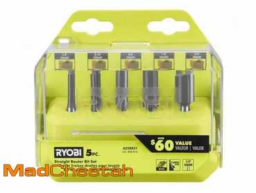 MadCheetah.com | RYOBI Straight Router Bit Set (5...