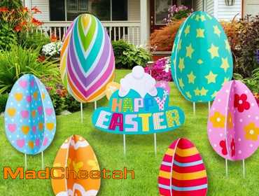 MadCheetah.com | 13 PCS 3D Easter Egg Yard Signs Lawn...